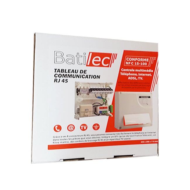 Coffret de communication Batilec, 8 RJ45, DTI, répartiteur TV coaxial ...