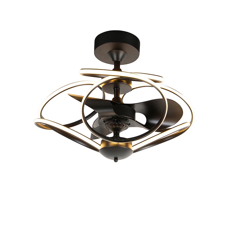 Ventilatore da soffitto design nero con telecomando incluso LED - Kauv ...