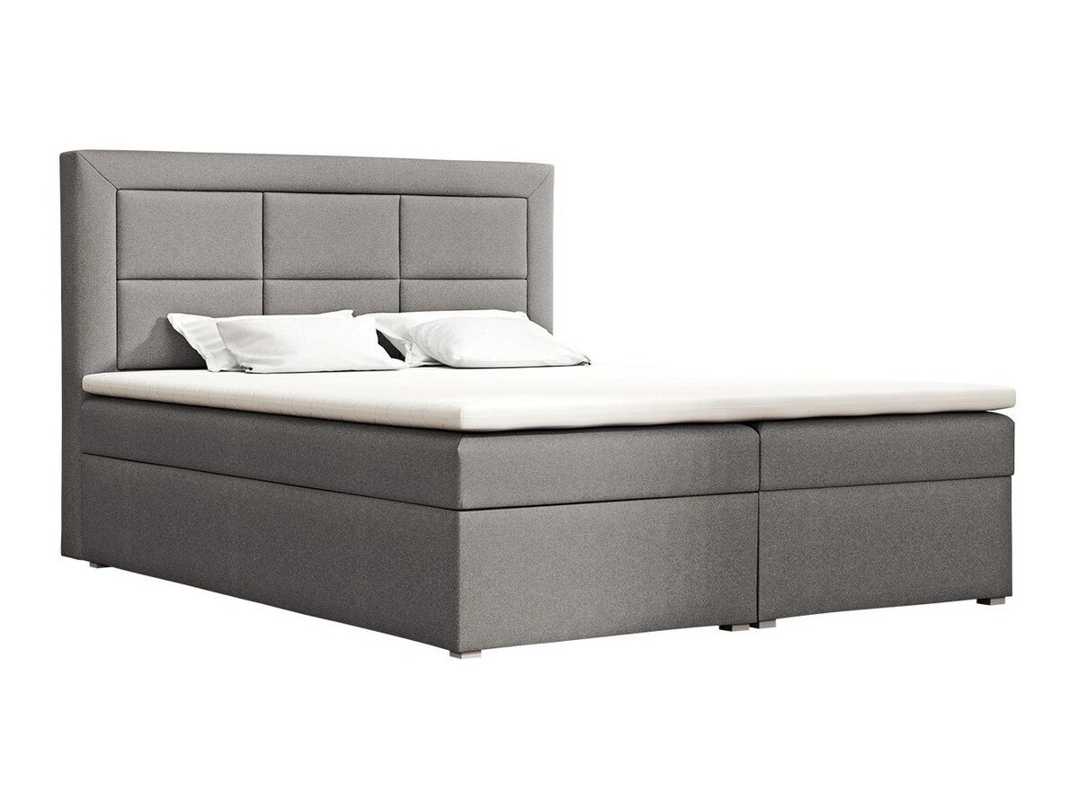 Lit boxspring Pomona 114, Double, Continental, Gris clair, 160x200 ...