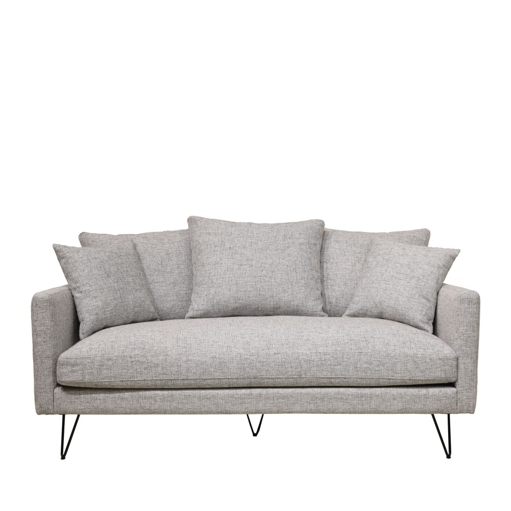 Canapé 3 places en tissu pieds épingles noirs - Gris chiné | Leroy Merlin