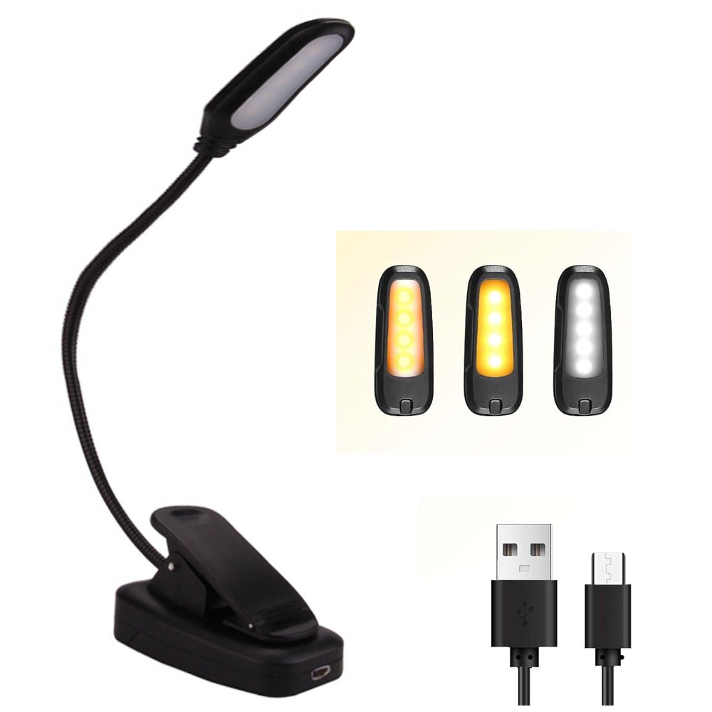 Lámpara de lectura, 3 modos de brillo x 3 colores (blanco/cálido/blanco ...