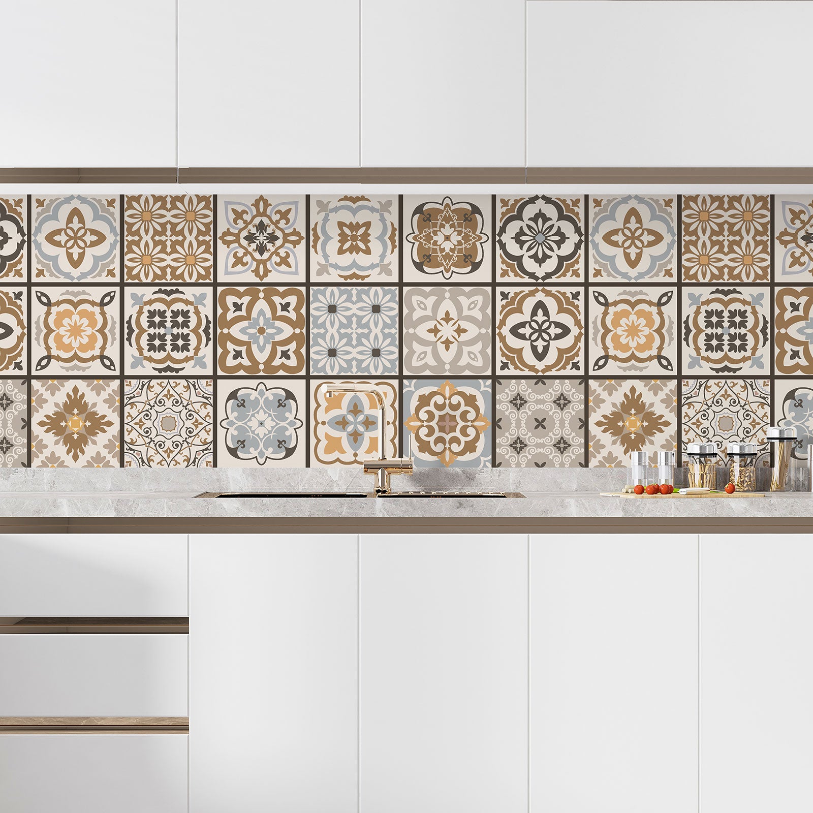 Crédence adhésive sticker pour cuisine - Effet carreaux de ciment ...