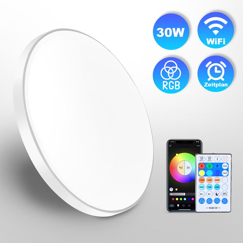 Lámpara de techo LED RGB de 30W con mando a distancia Lámpara de techo ...