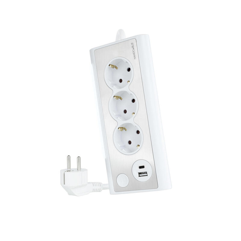 Multiprise de bureau blanche avec 3 prises + 2 USB | Leroy Merlin