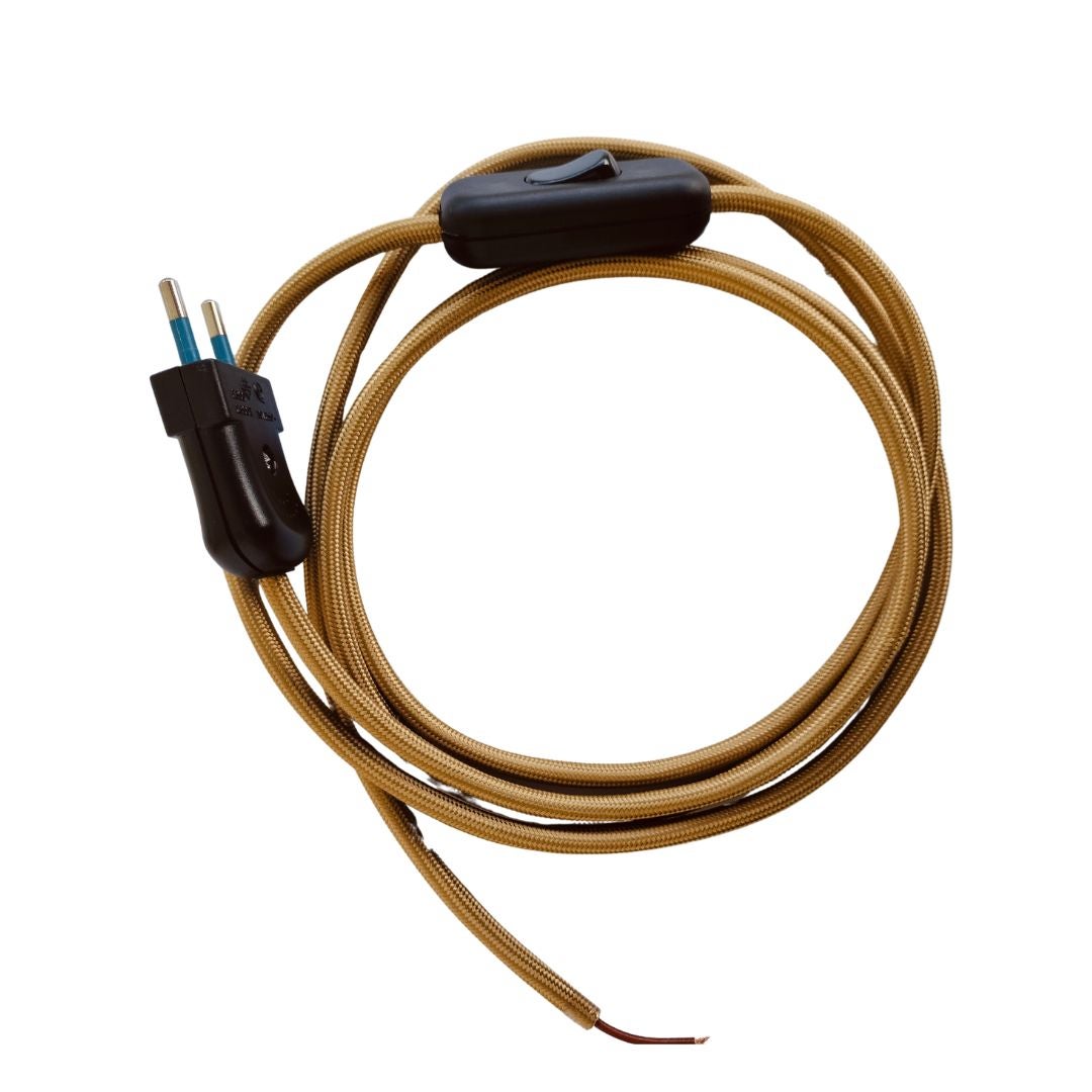 Cable Textil con Interruptor y Clavija, Longitud 2 metros, sección 2 x ...
