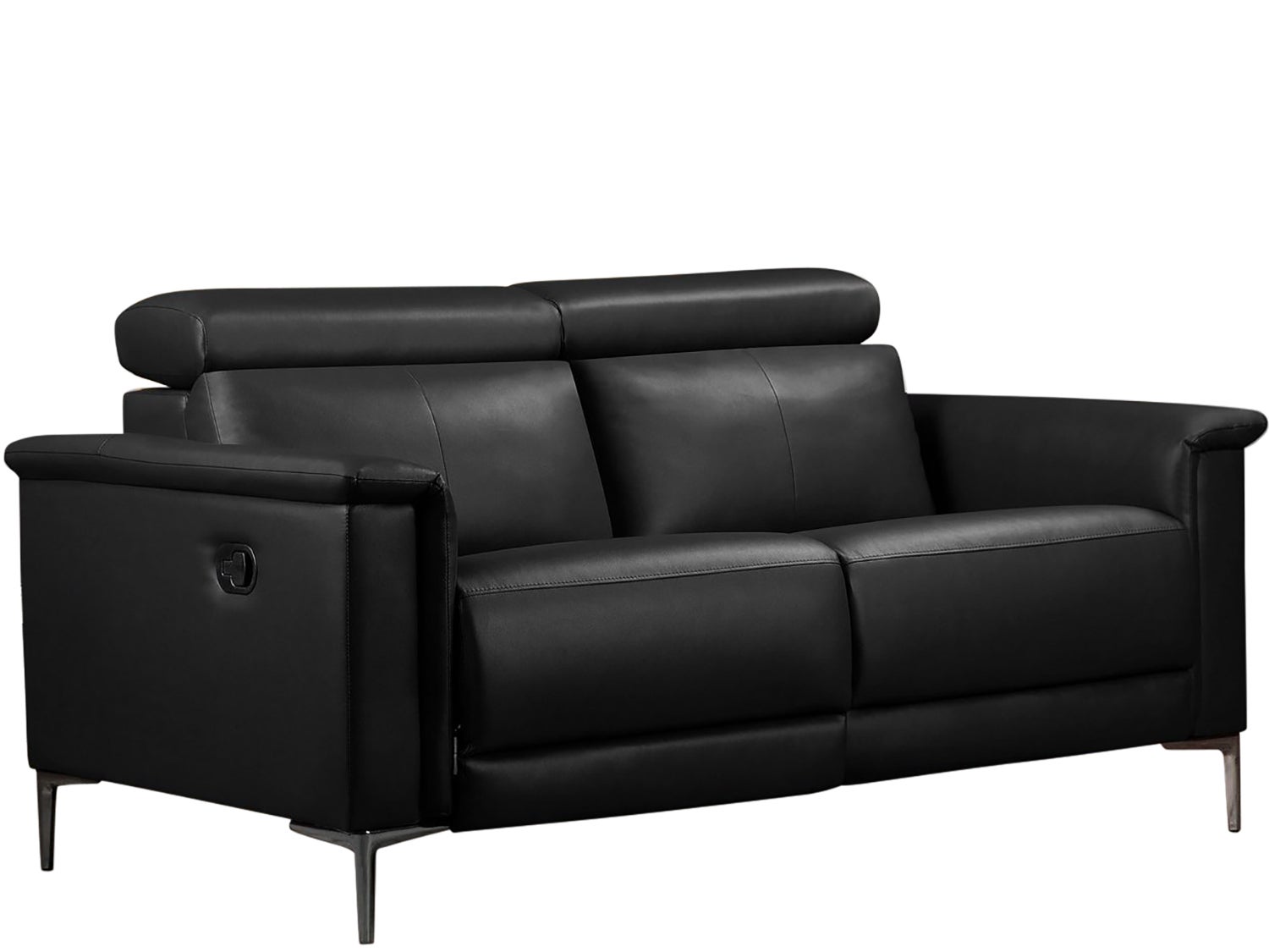 Canapé 2 places avec 1 fauteuil inclinable manuellement en cuir noir PU ...