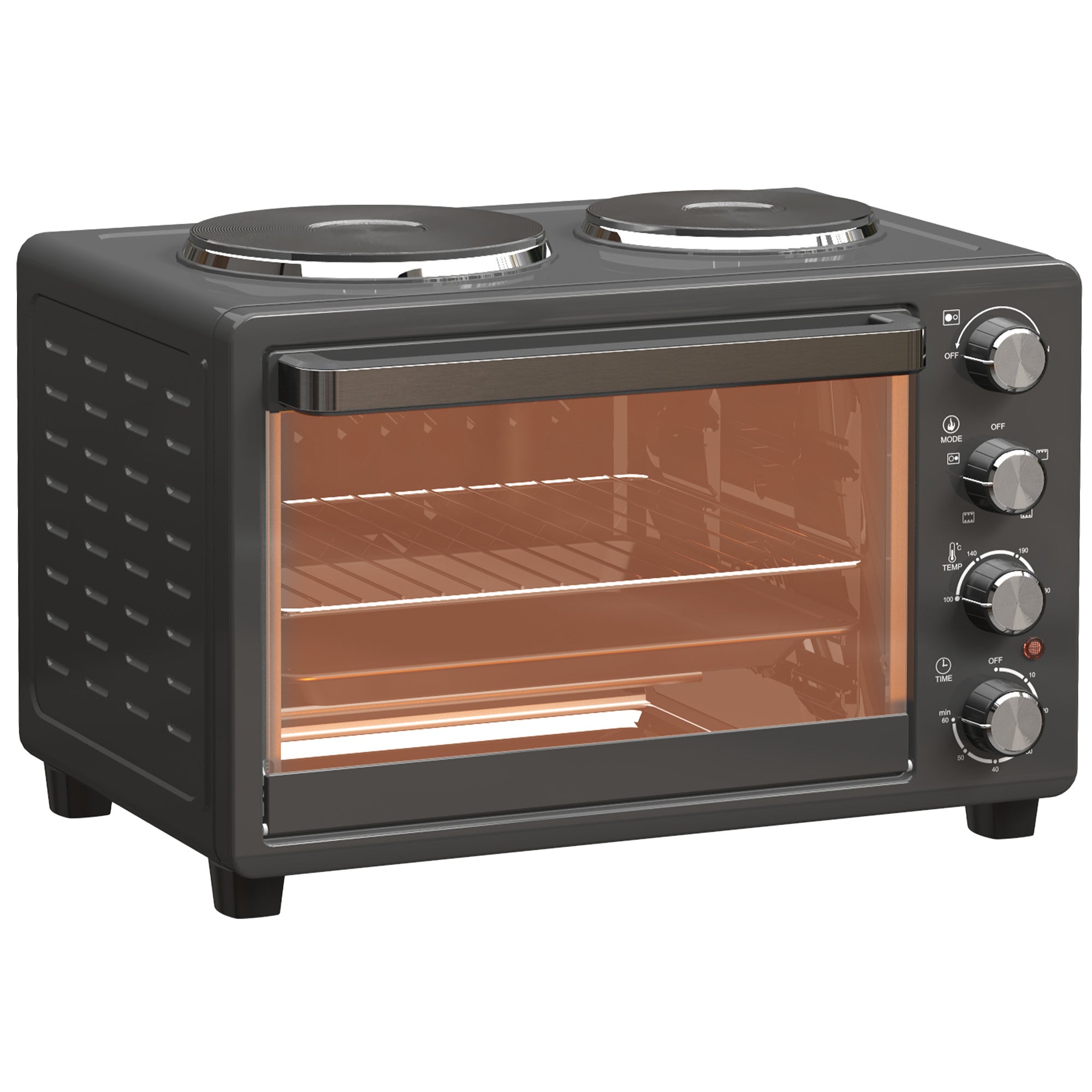 Mini Horno 28 L 2600 W Mini Horno 100-230°C 60 min. Temporizador con 2 ...