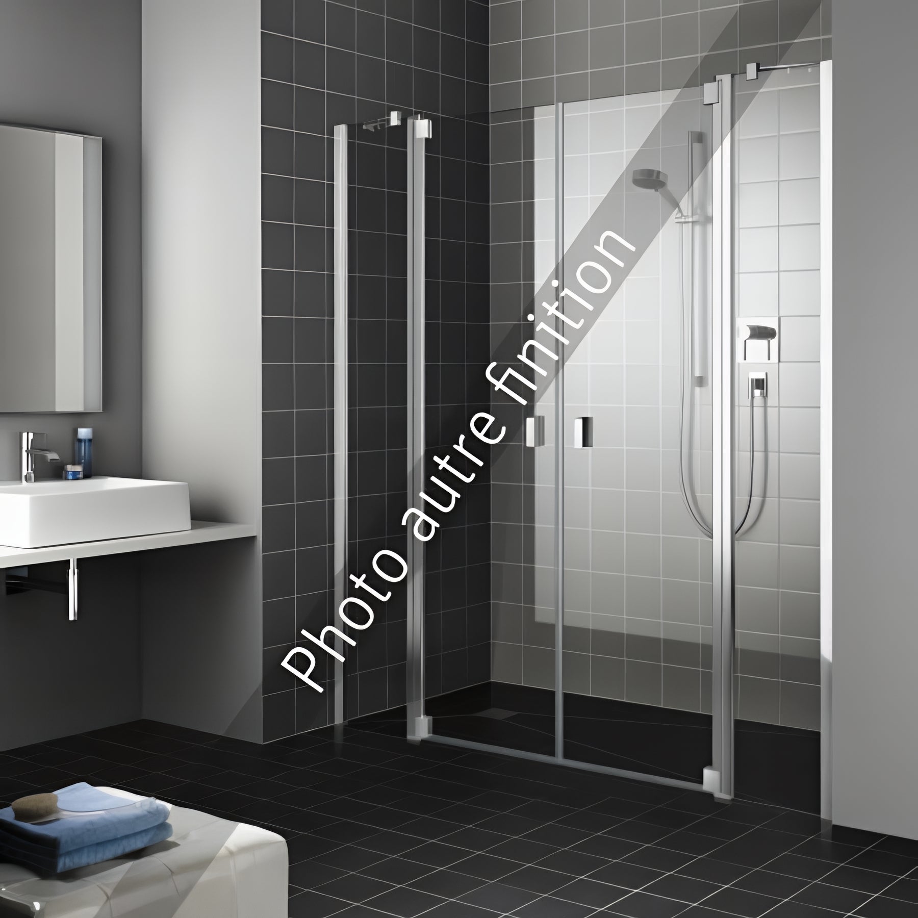 Paroi de douche 2 battants largeur 180 cm hauteur 200 cm argent ...