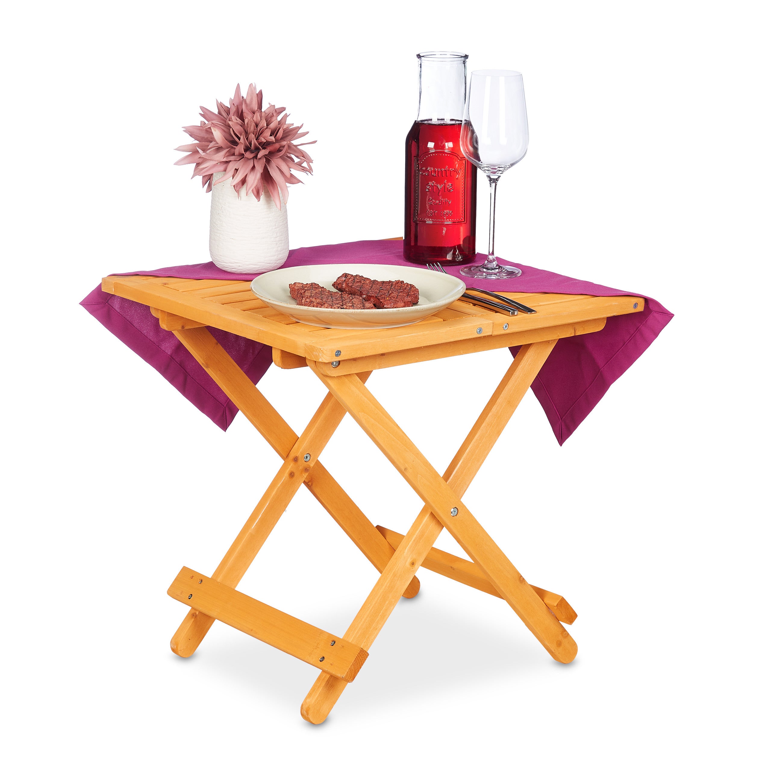 Relaxdays Table pliante en bois, pour salon, balcon et terrasse ...