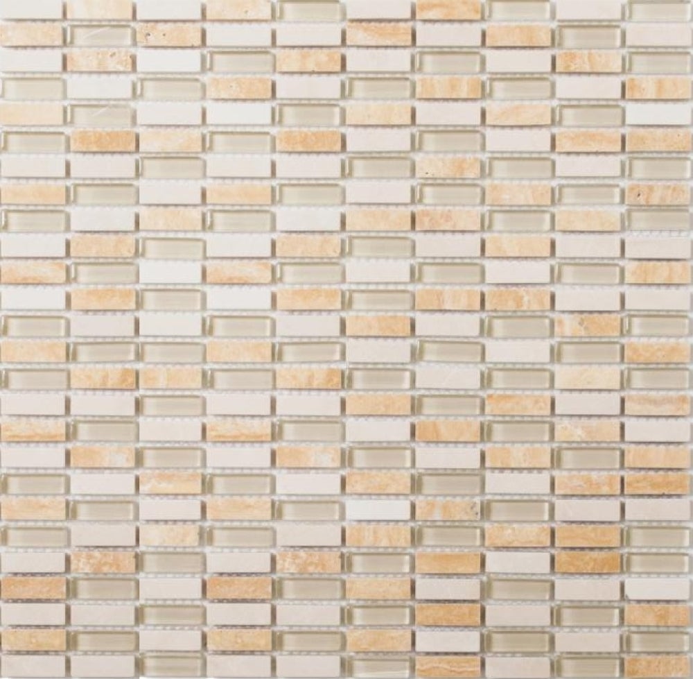 Mosaico cross bond look mix translúcido piedra mix beige brillante - 10 ...