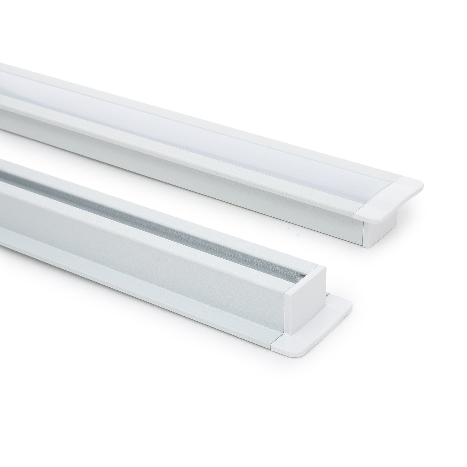 Profilé Aluminium Encastré avec Clips et Capot Continu pour Ruban LED ...