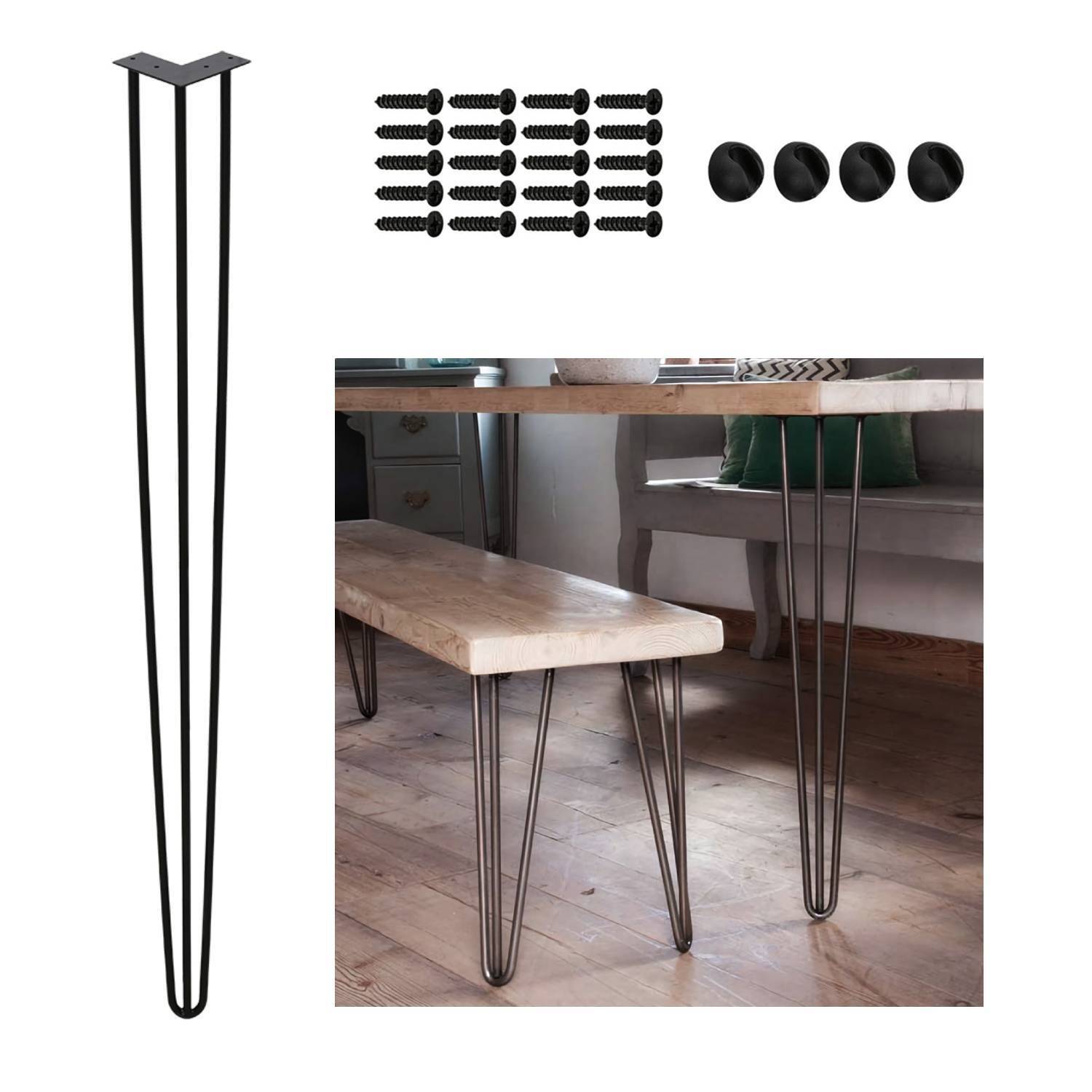 Set 4 Pied Epingle en Métal,3 stands Pied de Table 72cm Jambes en métal ...
