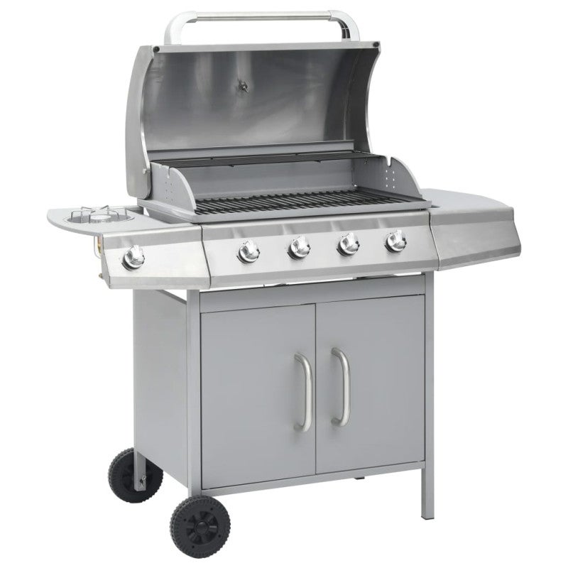 Barbecue à gaz 4+1 zones de cuisson Argenté Inox | Leroy Merlin