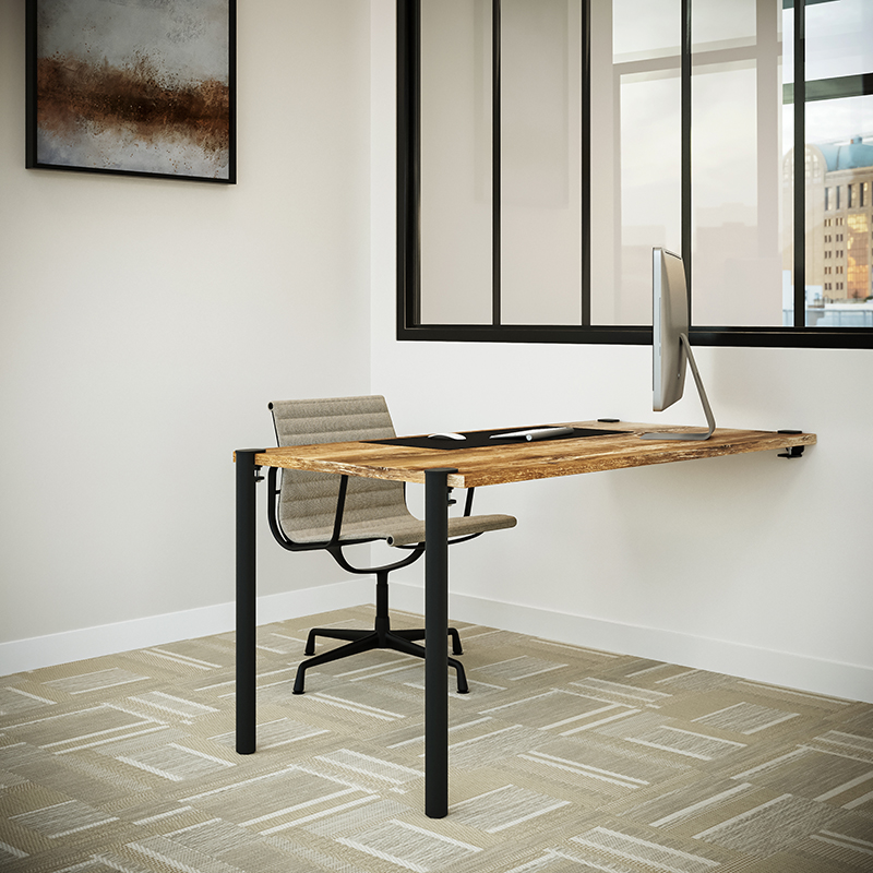 Table murale DECO-GEM, 4/5 pers. Décor chêne vieilli, pieds et supports ...