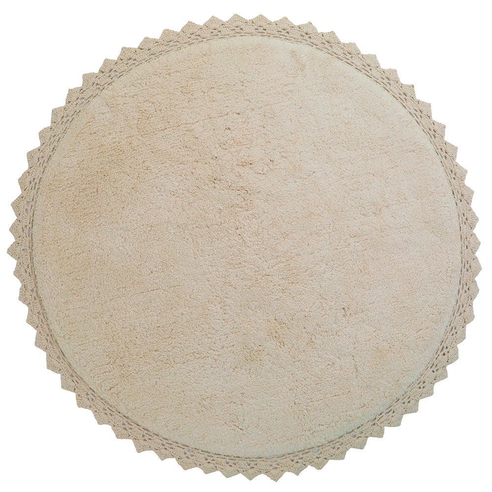 Tapis rond coton lavable finition crochet PERLA SABLE | Leroy Merlin