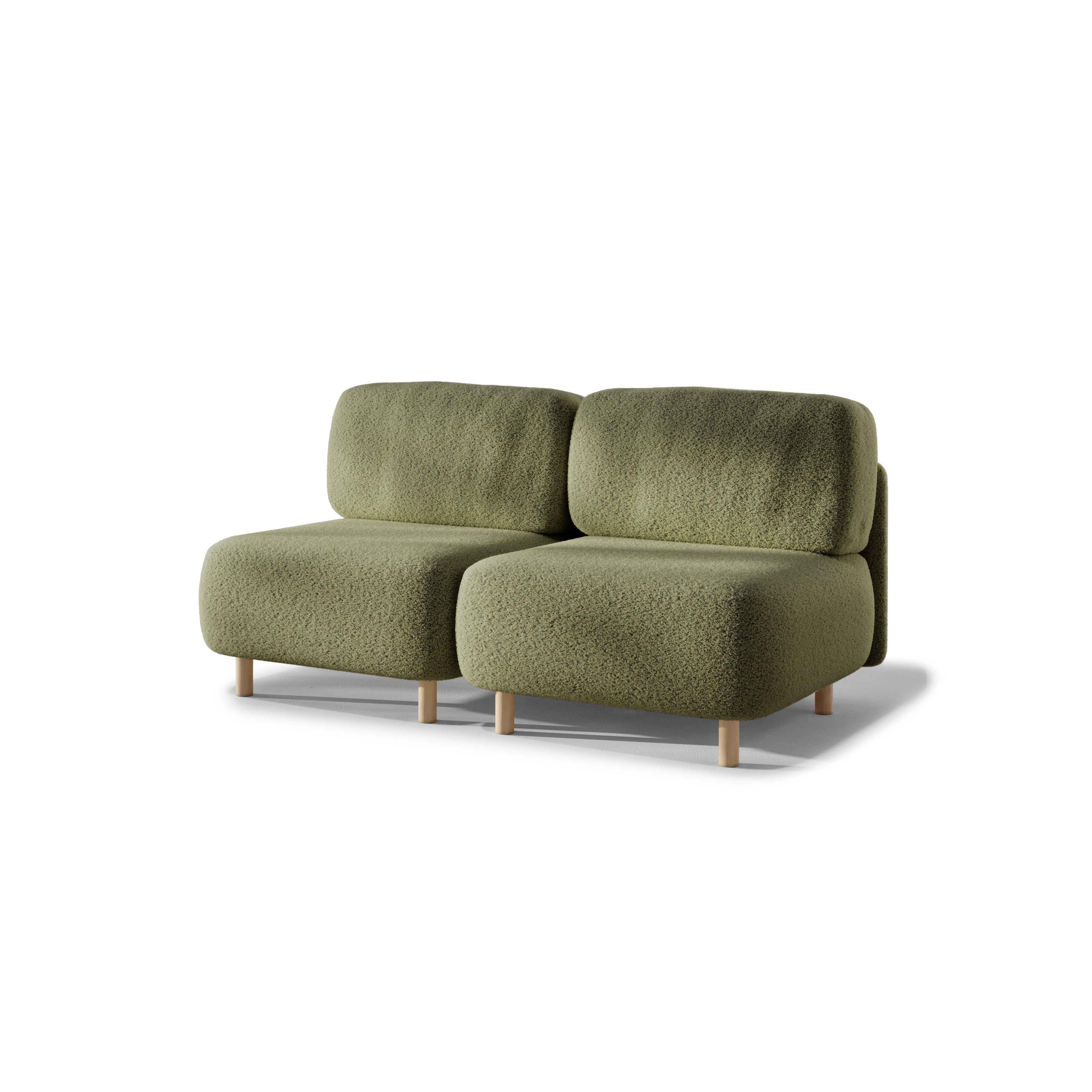 Canapé 2 modules vert forêt bouclé, 95x180x90cm | Leroy Merlin