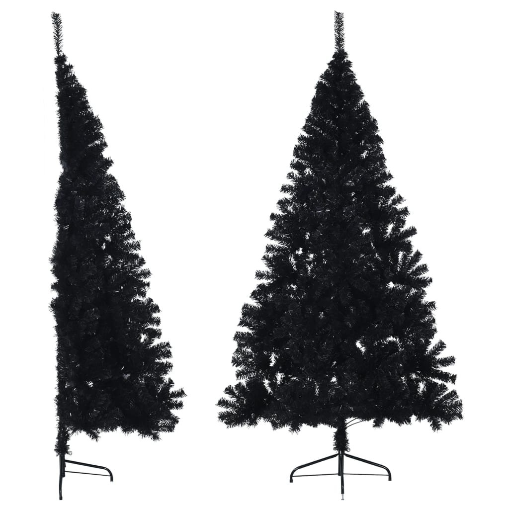 Demi sapin de No?l artificiel avec support Noir 240 cm PVC | Leroy Merlin