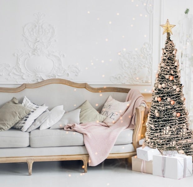 ÁRBOL NAVIDAD PLEGABLE ROSÉ HOME 180 CMS BOLAS COLOR PLATA | Leroy Merlin