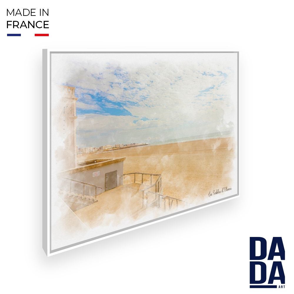 Tableau Côte de Les Sables-d'Olonne / 45x60cm / Cadre Blanc / Fabriqué ...