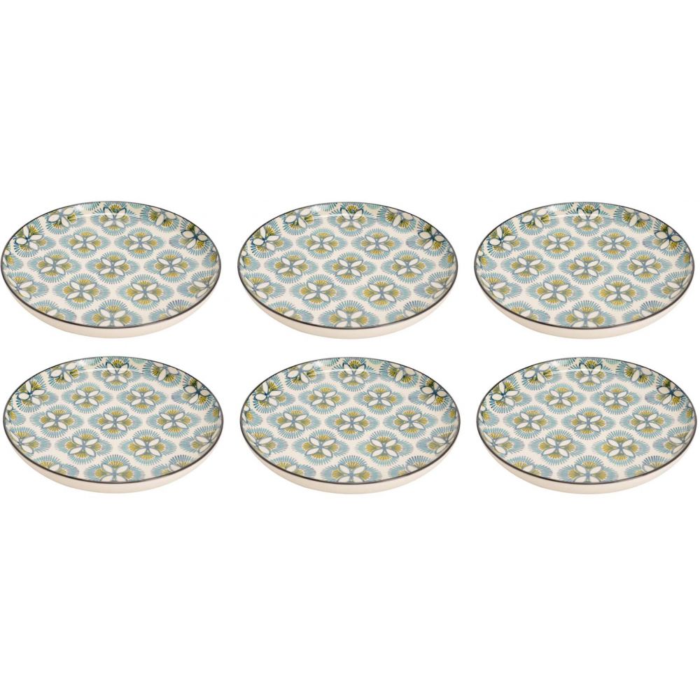 Assiette plate à motifs Imany (Lot de 6) bleu clair Korb | Leroy Merlin