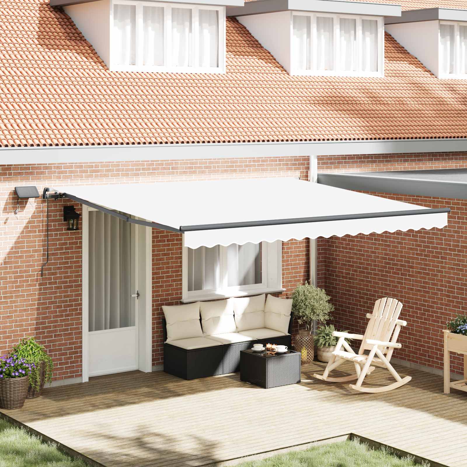 Maison Exclusive - Toldo retráctil Blanco 400 x 300 cm Tela y Aluminio ...