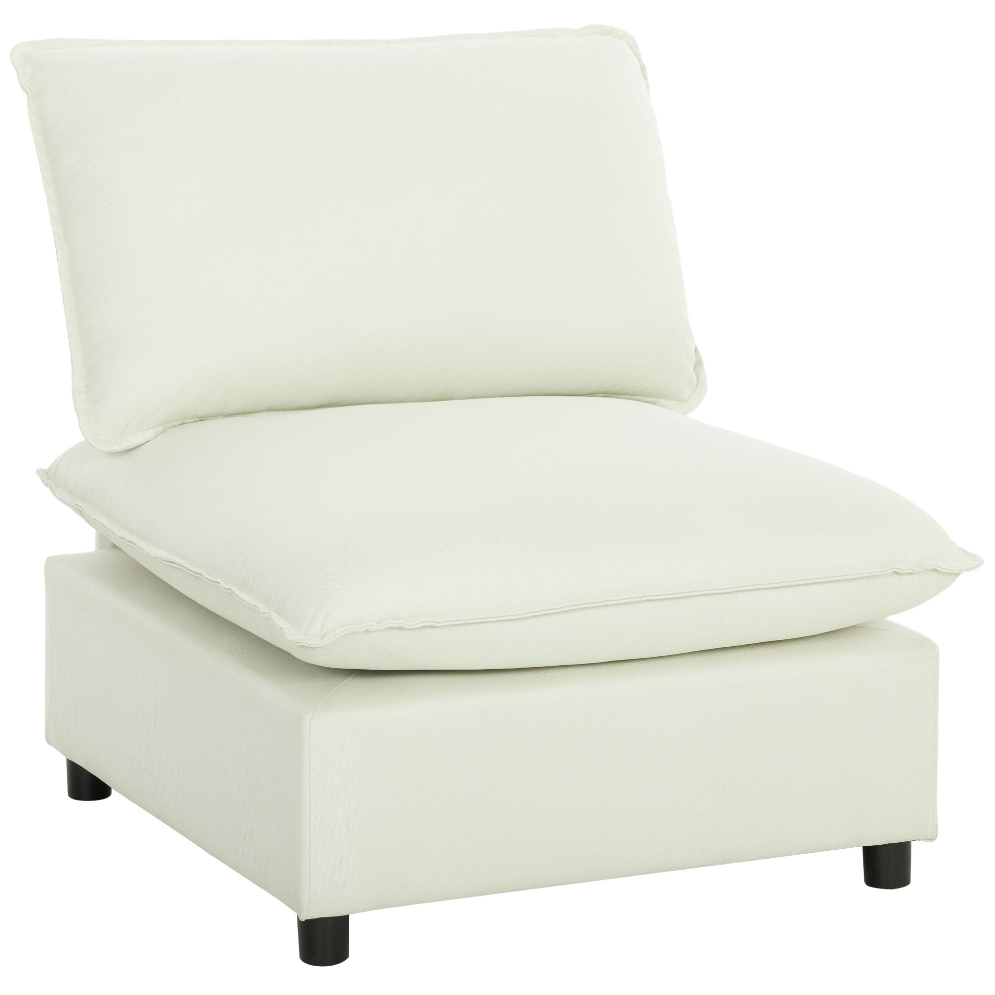 Fauteuil lounge 1 place crème sans accoudoirs assise large coussins ...