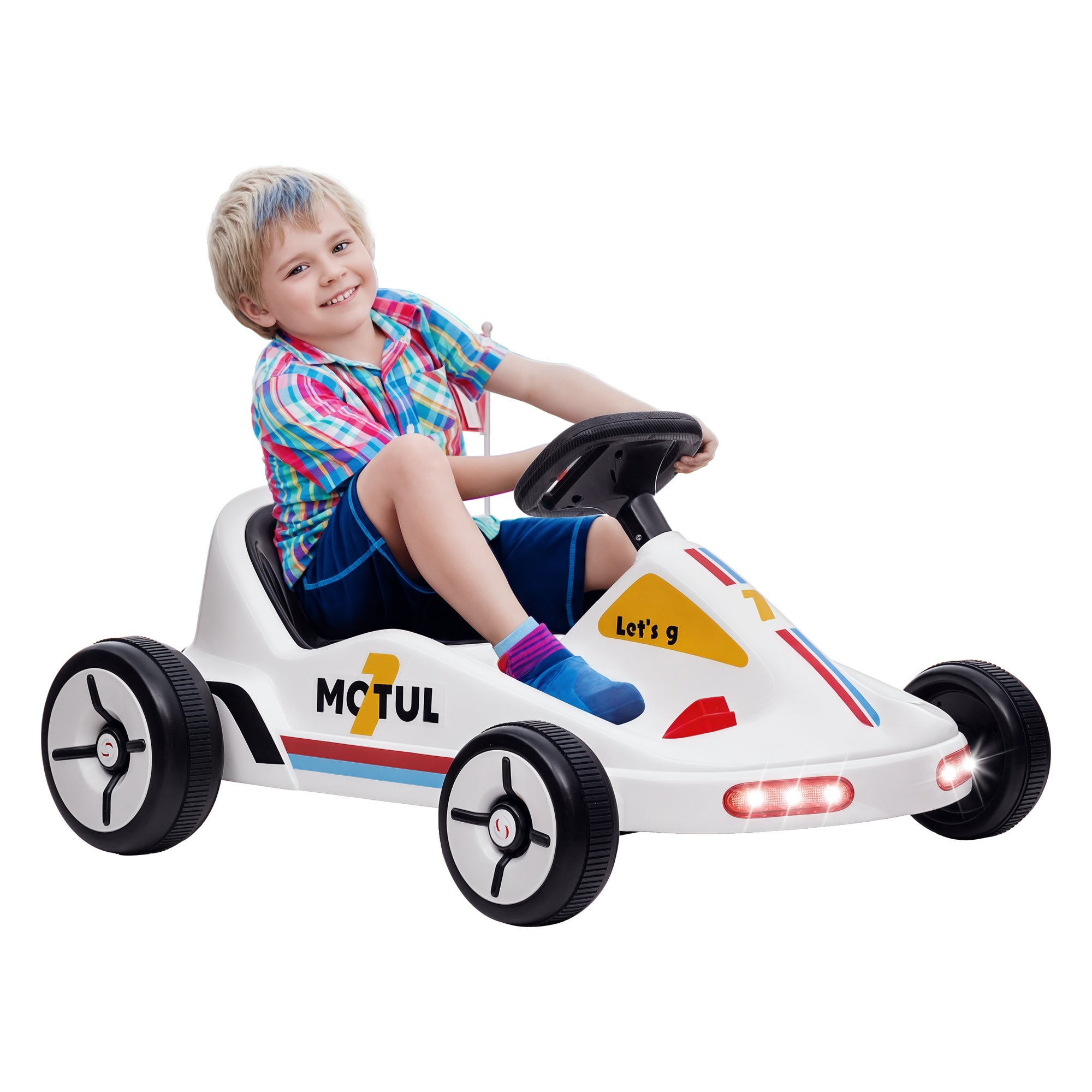 AIYAPLAY Kart électrique pour enfants PP, métal blanc 85x70x45 cm 370 ...