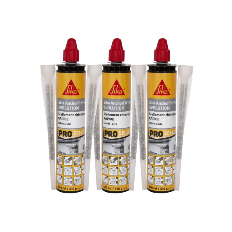 Lot de 3 résines de scellement chimique rapide SIKA Anchorfix-1 ...