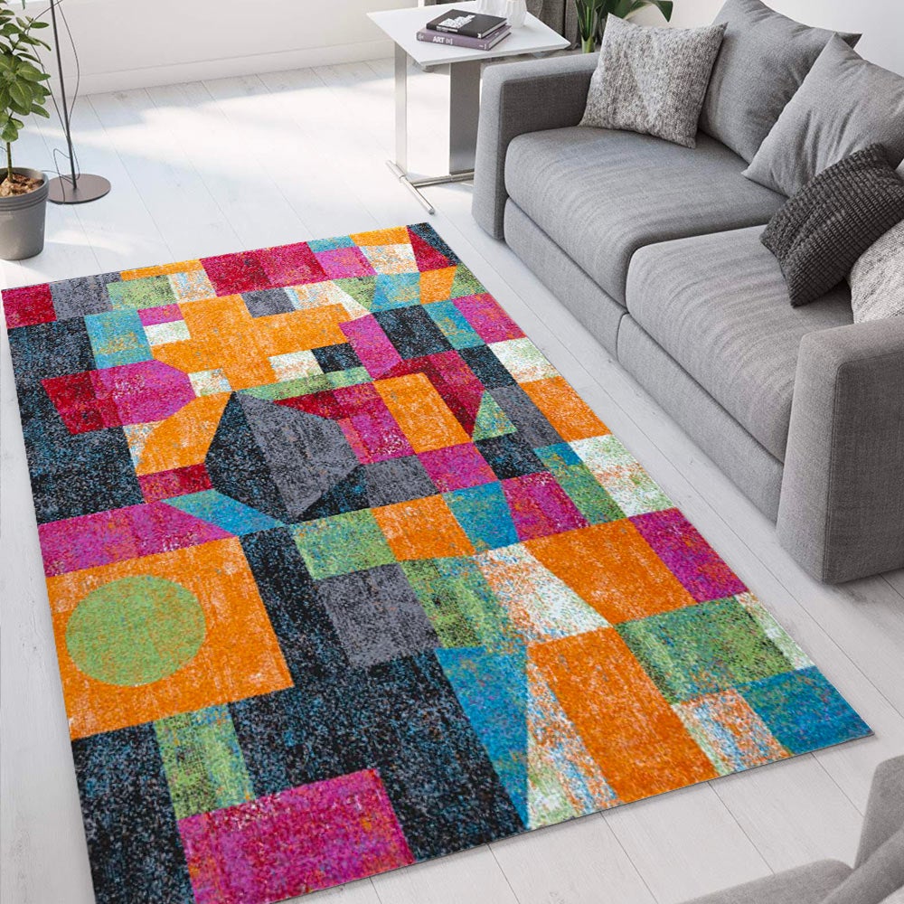 Tapis de salon multicolore design géométrique moderne Milano MUL020 ...