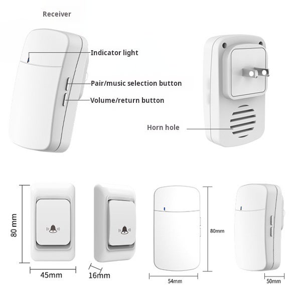 Kit de timbre inalámbrico para exteriores - Resistente a la lluvia, 3 ...