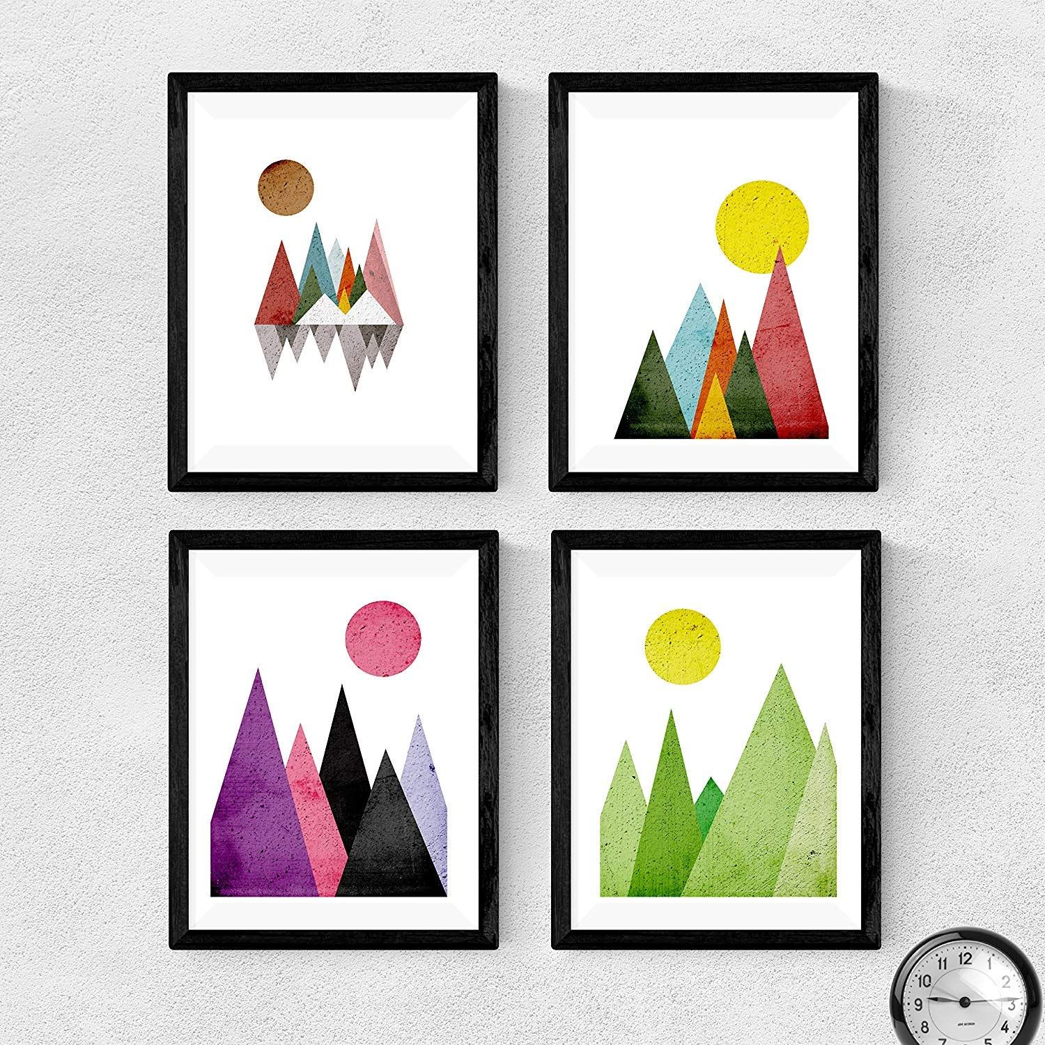 Set Di 4 Fogli Per La Cornice 4 Montagne Geomã © Viole Tricas Verde ... Set Di 4 Fogli Per La Cornice 4 Montagne Geomã © Viole Tricas Verde ...