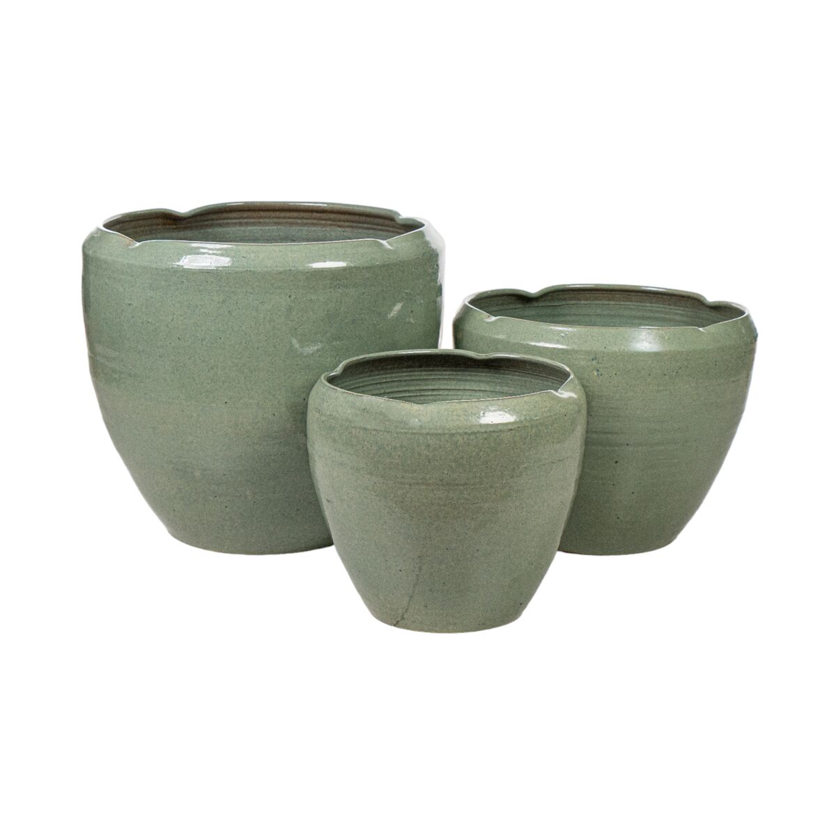 Set de Maceteros Romimex Verde Porcelana (3 Piezas) | Leroy Merlin