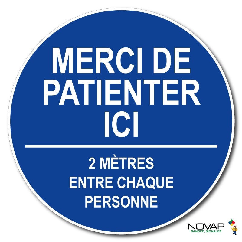 Panneau Merci de patienter ici - 2m - Bleu - spécial sol - Ø 450 mm ...