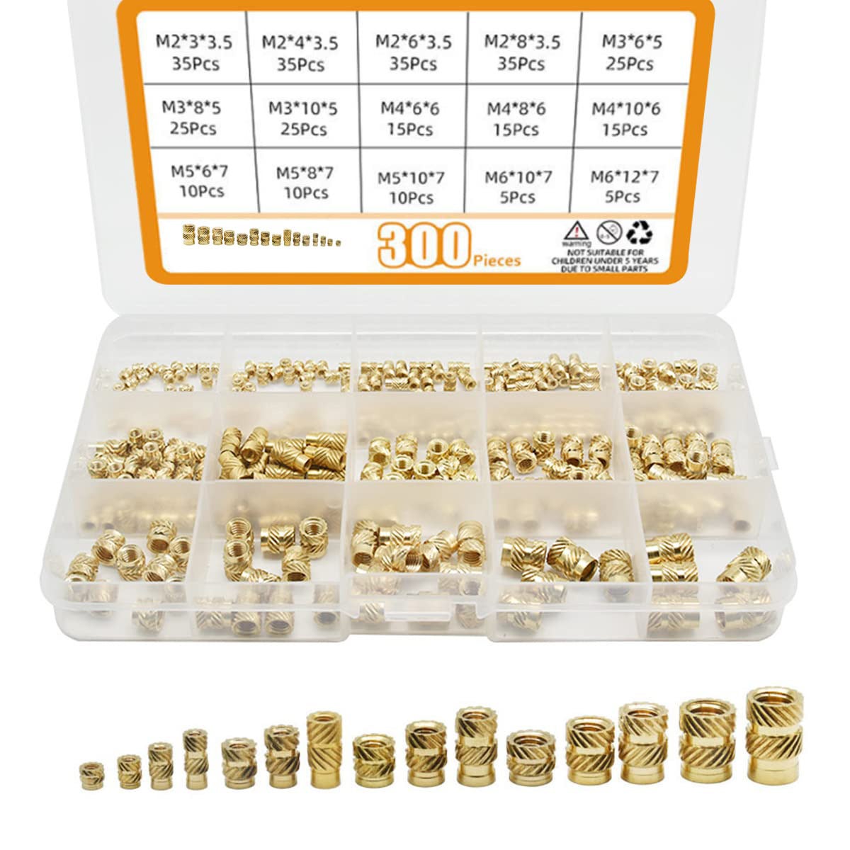 300 Pièces Insert Fileté Metal, Insert Plastique M2/M2.5/M3/M4/M5/M6/M8 ...