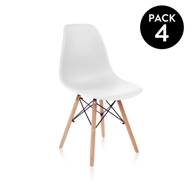 Pack 4 sillas Tower Wood Blanco 56 x 81 x cm | Leroy Merlin