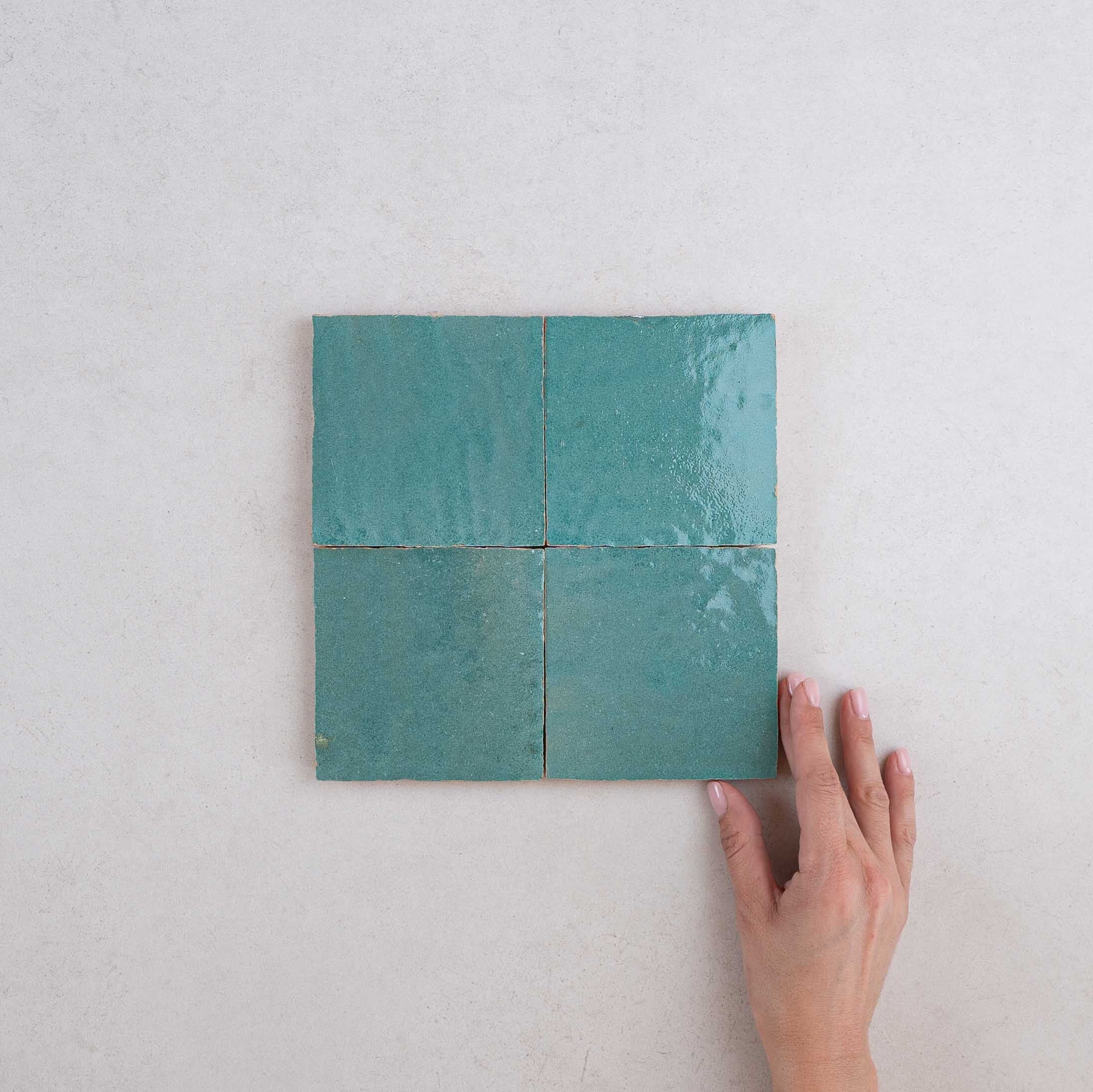 Carrelage Véritable Zellige Marocain Turquoise Clair #15 10x10cm (1m² ...