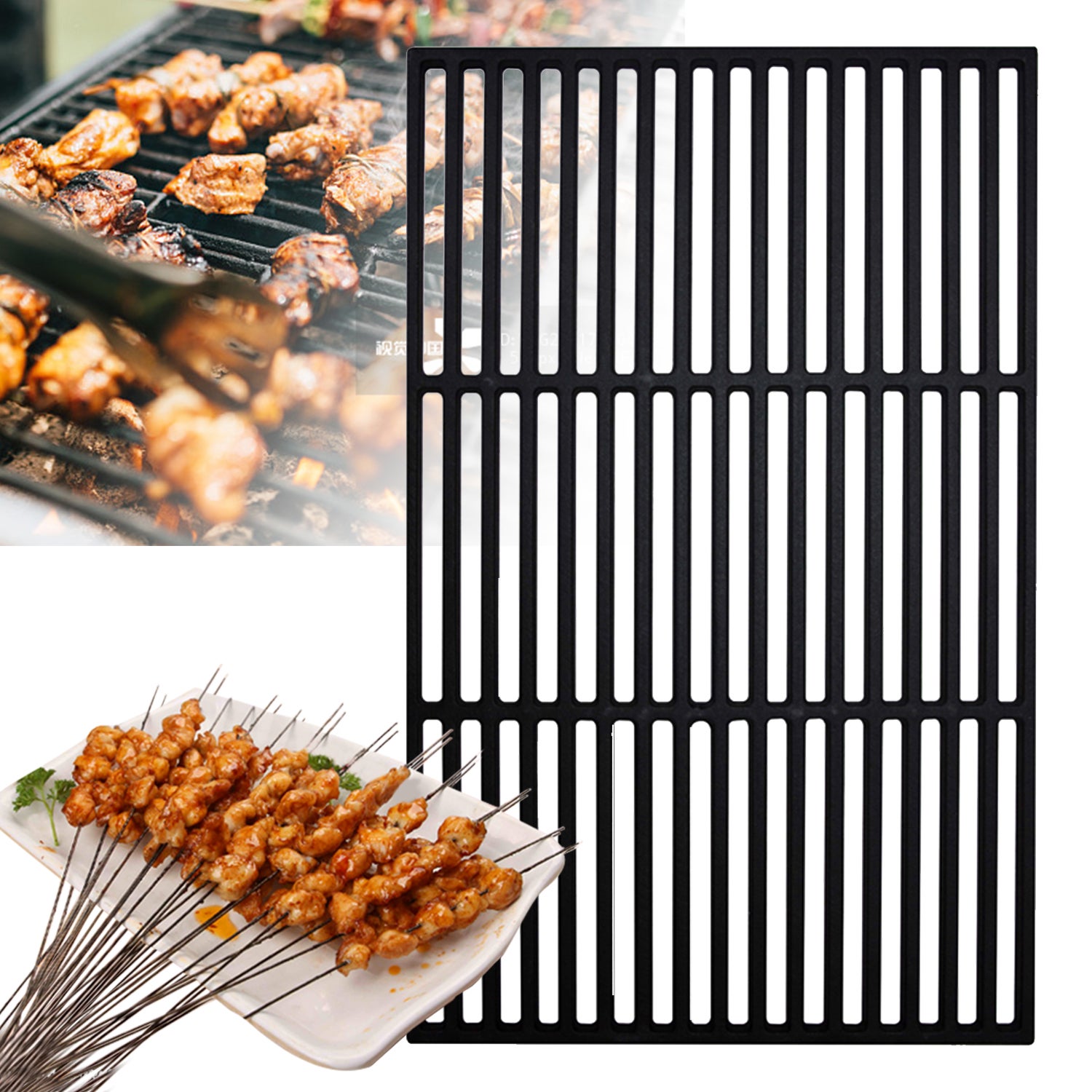 Grille de cuisson en fonte Carrée 42x28cm émaillée Grille de barbecue ...