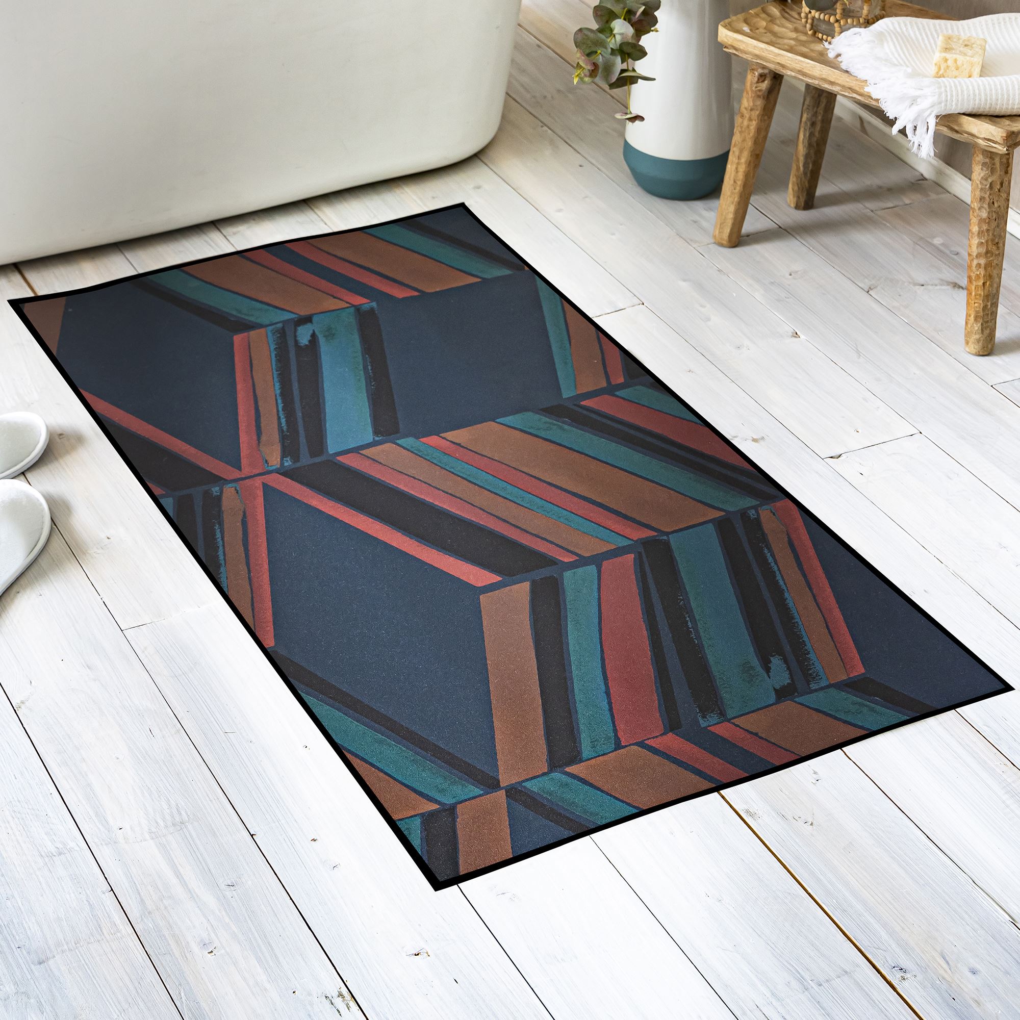 Tapis vinyle GRAFF 65x120 bleu en synthétique | Leroy Merlin