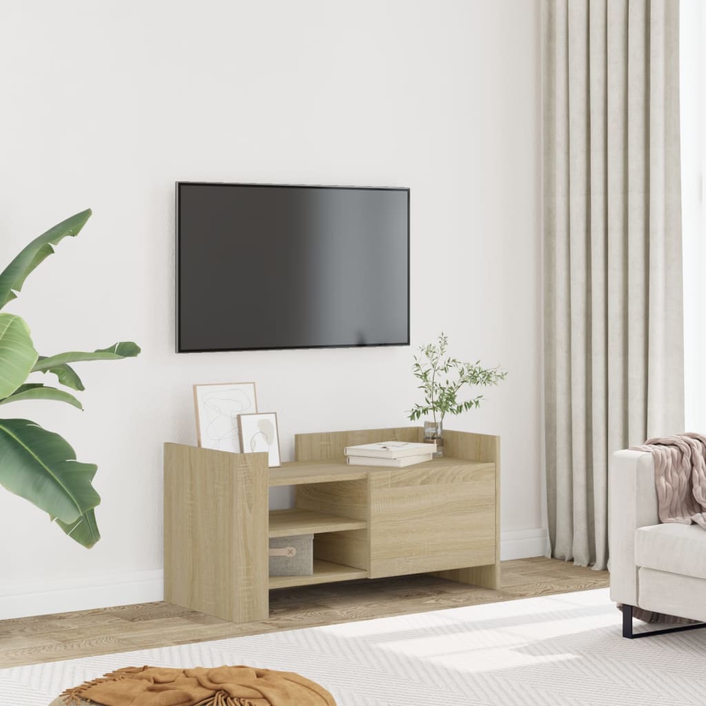 Mueble de TV madera ingeniería roble 80x35x40 cm | Leroy Merlin
