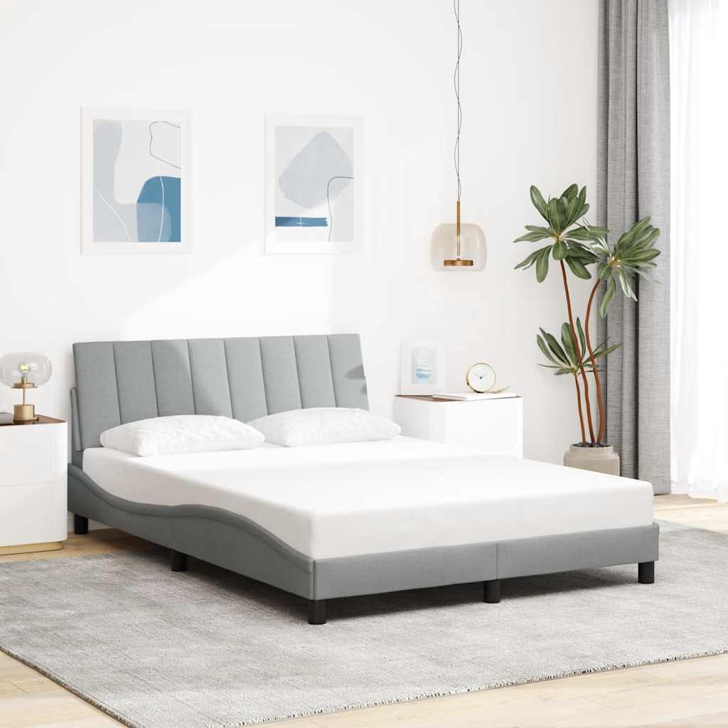 Lit Double Lit Adulte Cadre De Lit Sans Matelas Gris Clair 140x200