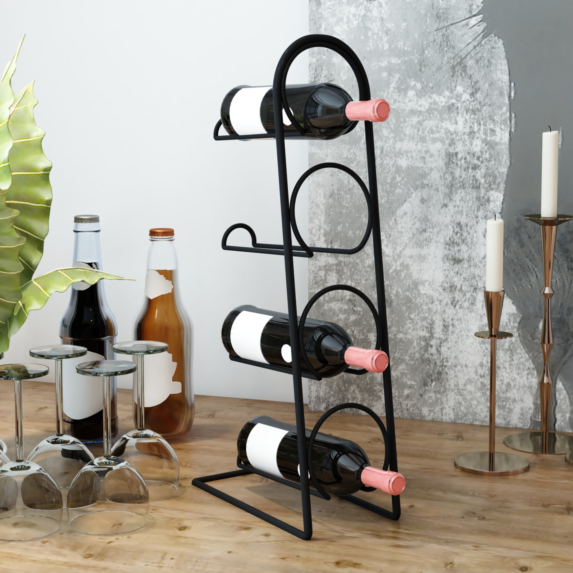 Porte-bouteilles de vin Anchamps à 4 niveaux 43,5 x 11,5 x 21 cm noir ...