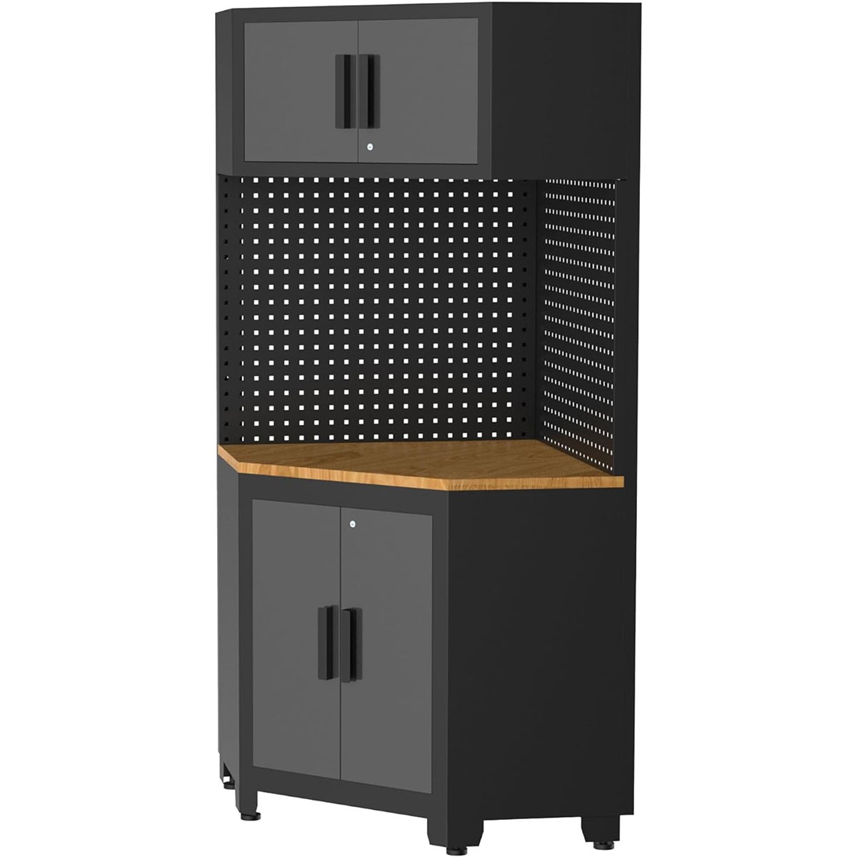 Meuble d'angle Armoire Modulable Atelier Gris Anthracite Combo VITO ...