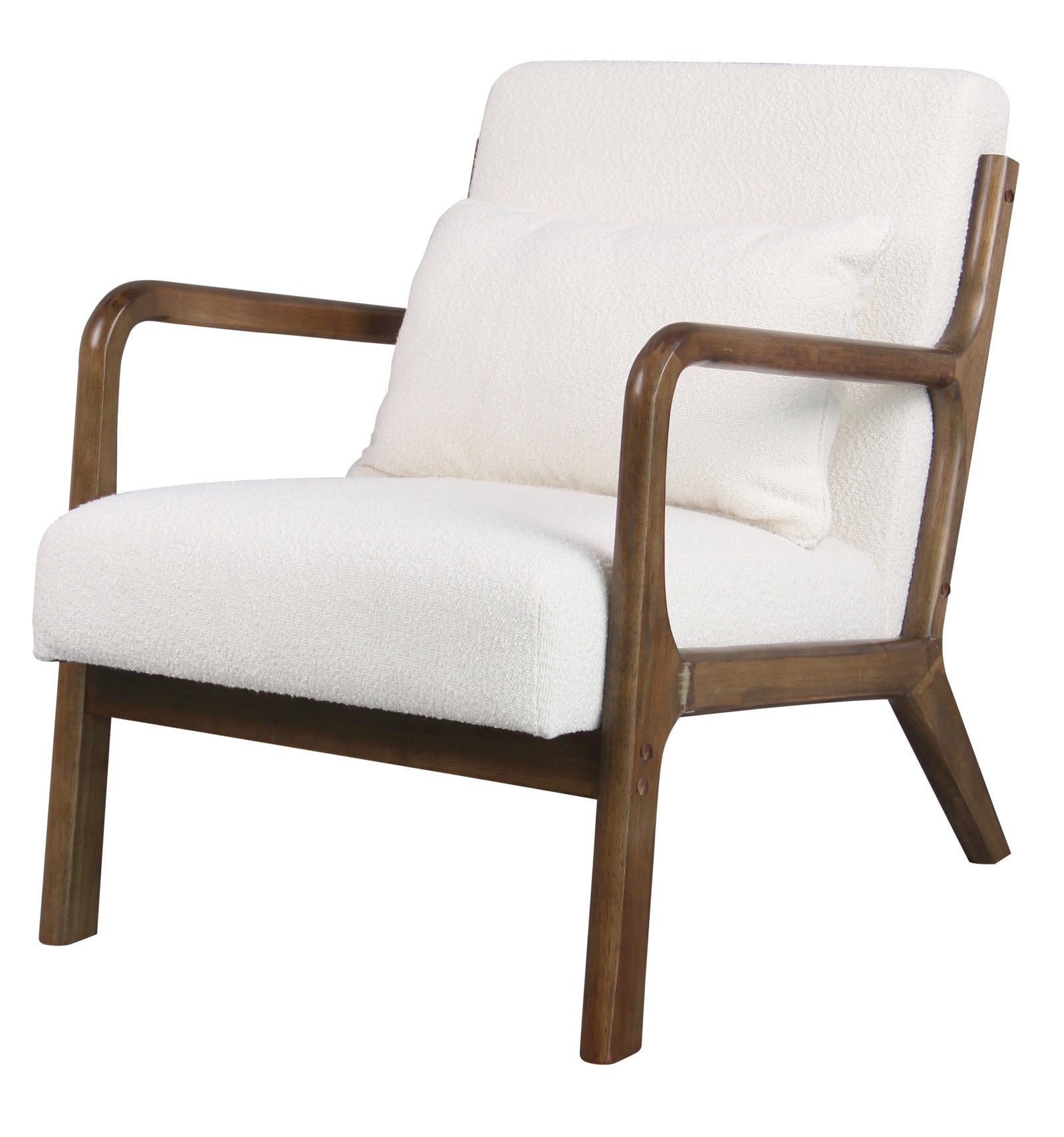 ZACK-Fauteuil en tissu Curly Ecru et bois teinté noyer | Leroy Merlin