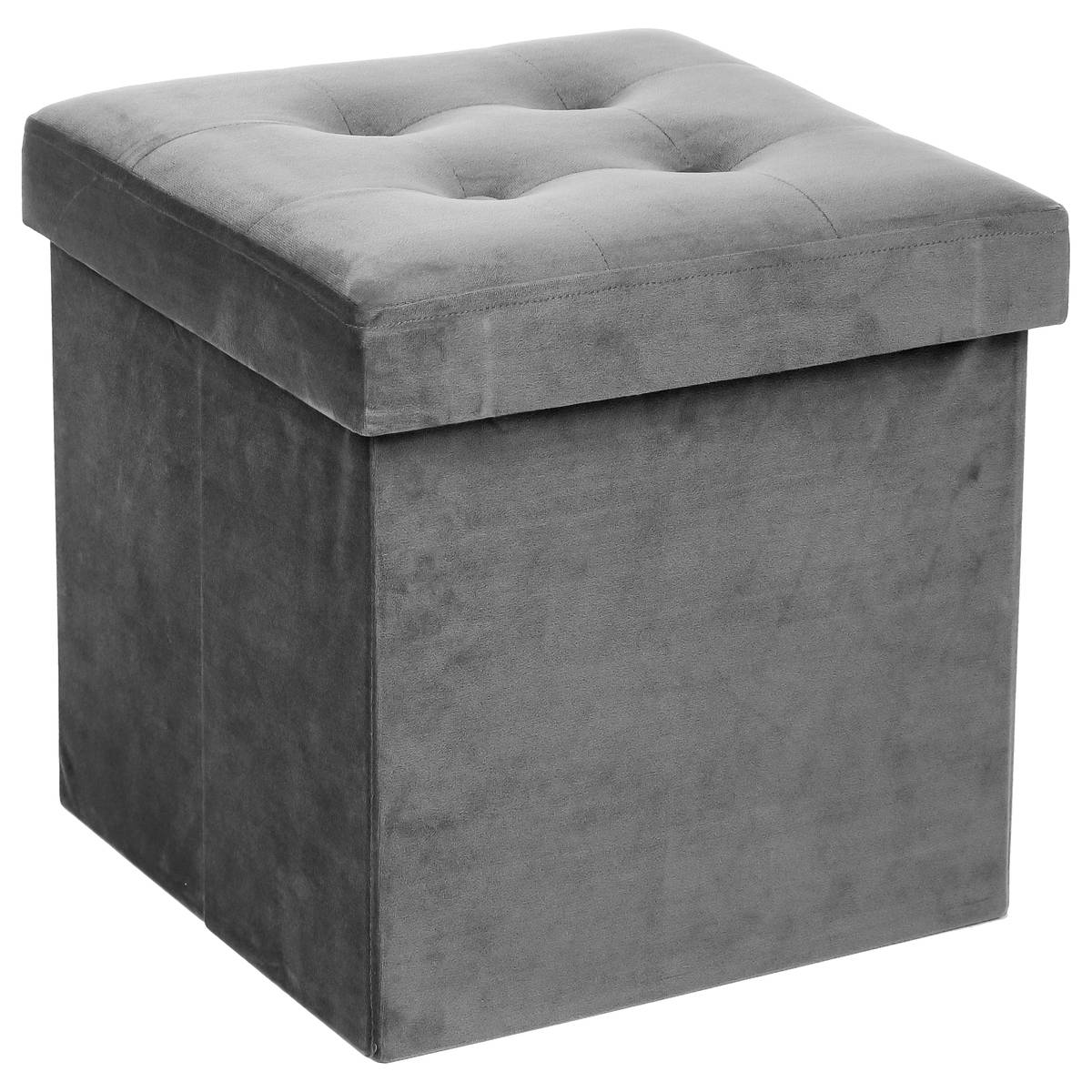 Atmosphera - Puff plegable 'Lysandre' gris efecto terciopelo | Leroy Merlin
