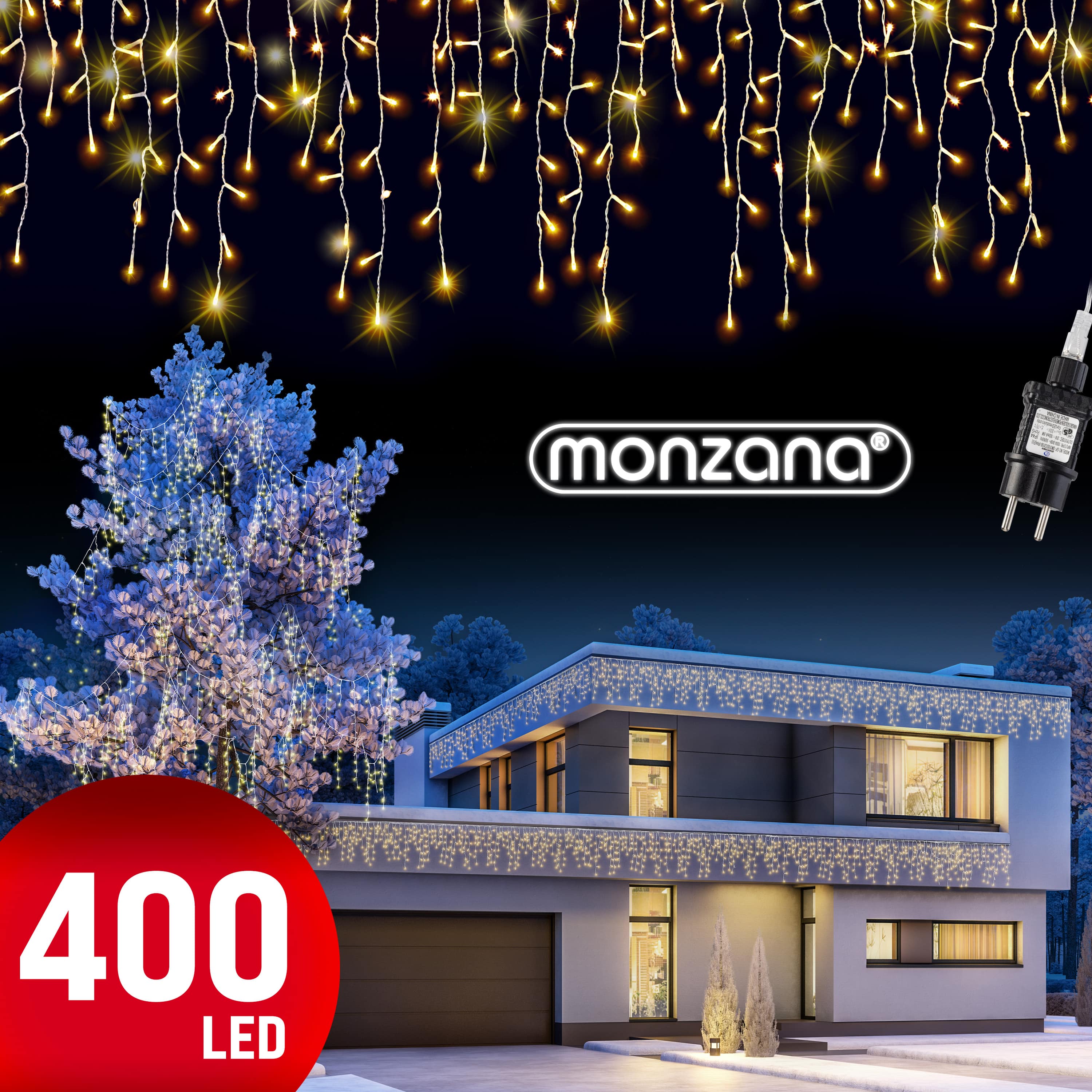 Monzana Guirlande lumineuse 400 LED 15m illumination Blanc chaud ...