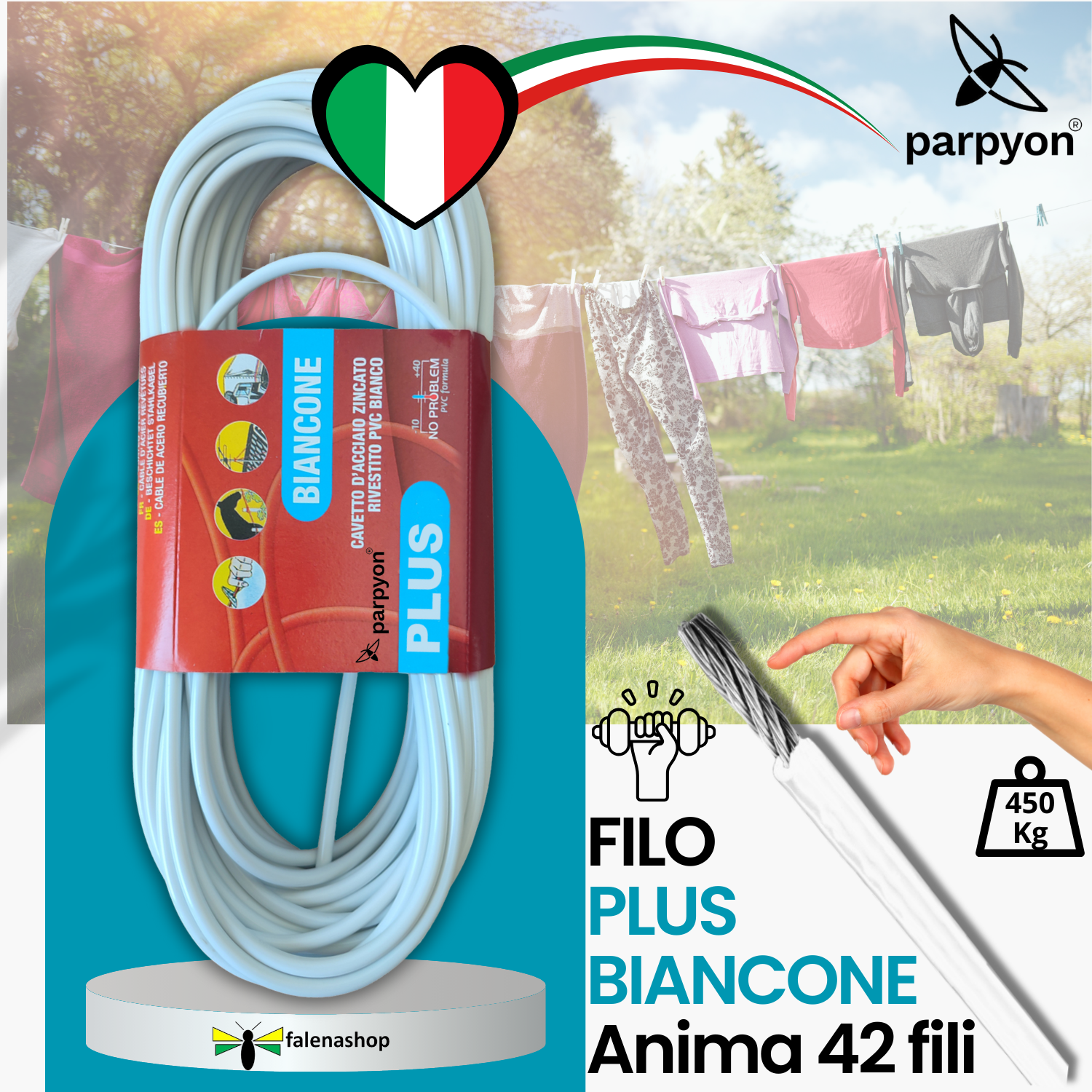 Filo per stendere il bucato da esterno PLUS 42 FILI + KIT 50MT | Leroy ...