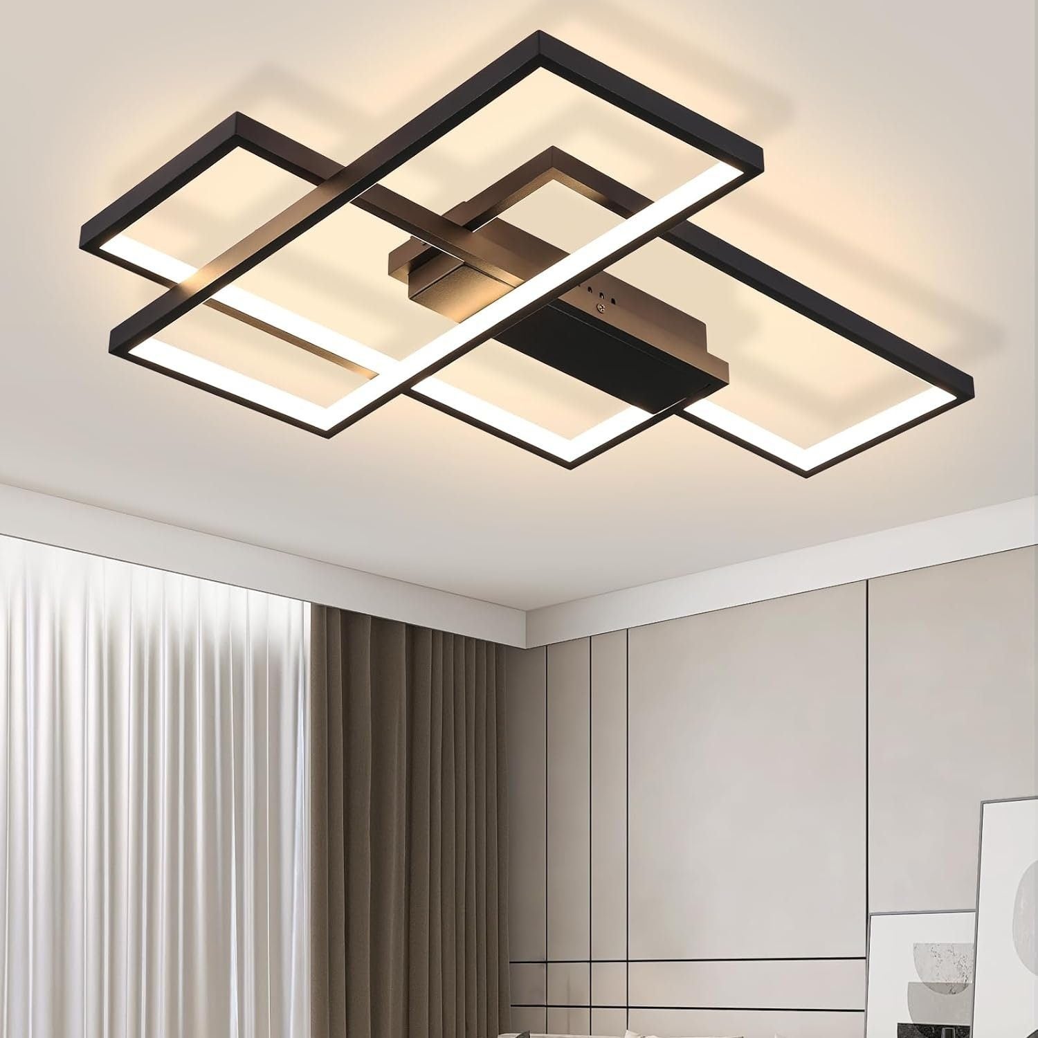 NETTLIFE Plafonnier LED, Éclairage de Plafond Modernes avec 3 Carrés ...