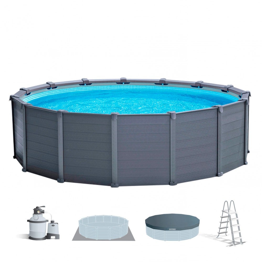 Intex 26384NP - Piscina Graphite rotonda con Pompa Filtro, Scaletta e ...