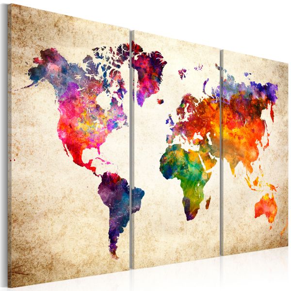Tableau Cartes du monde The World's Map in Watercolor 90x60 cm | Leroy ...