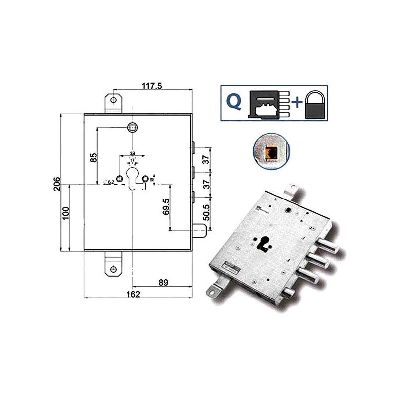Cerradura de seguridad triple derecha 89857 Mottura | Leroy Merlin